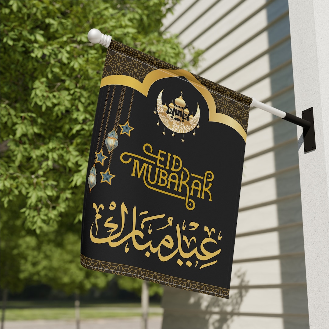 Eid Mubarak Sign Flag Double Sided Garden Banner Muslim Home Decor ...