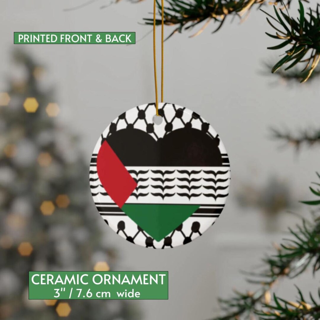 Palestine Heart Ornament: Keffiyeh Flag Colors Ceramic Decoration - Etsy