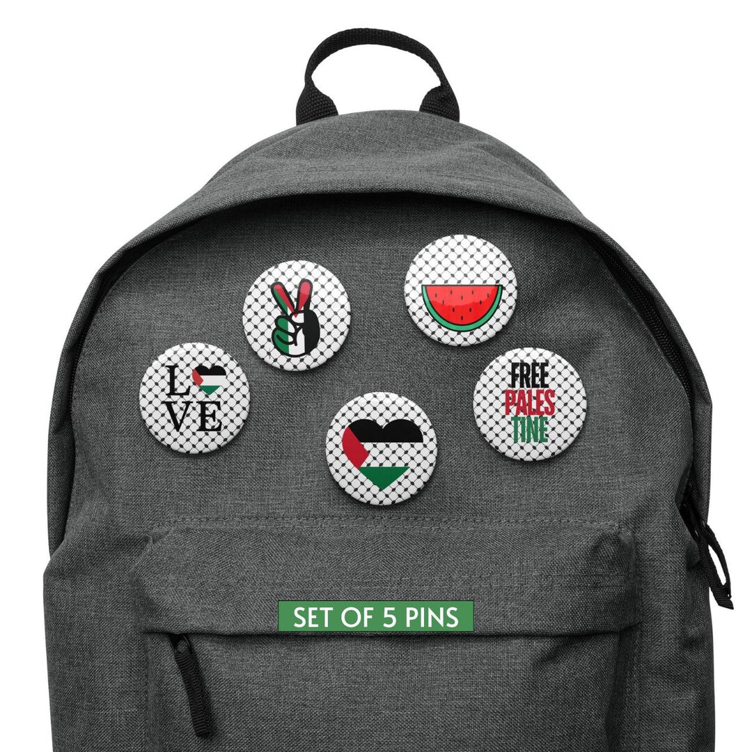 Free Palestine Pin Buttons 5pc Set Watermelon & Flag Color Iconic ...