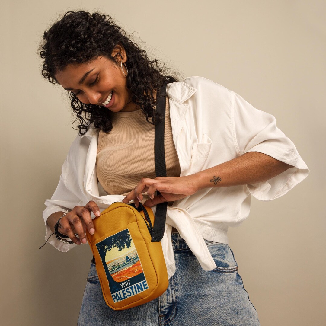 Yellow 'visit Palestine' Crossbody Bag: Vintage Travel Poster With ...