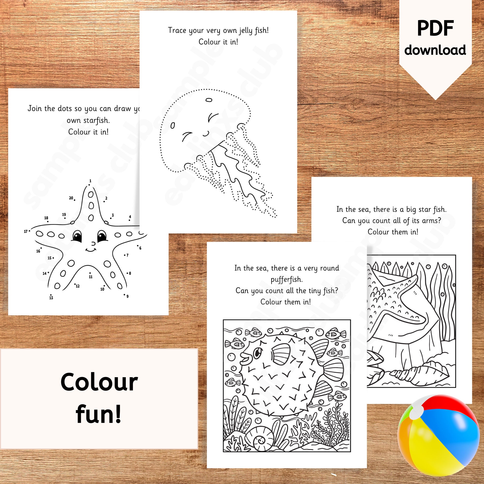Sea-life Colouring Book for Kids, Dot-to-dot Activities, PDF Digital - Etsy