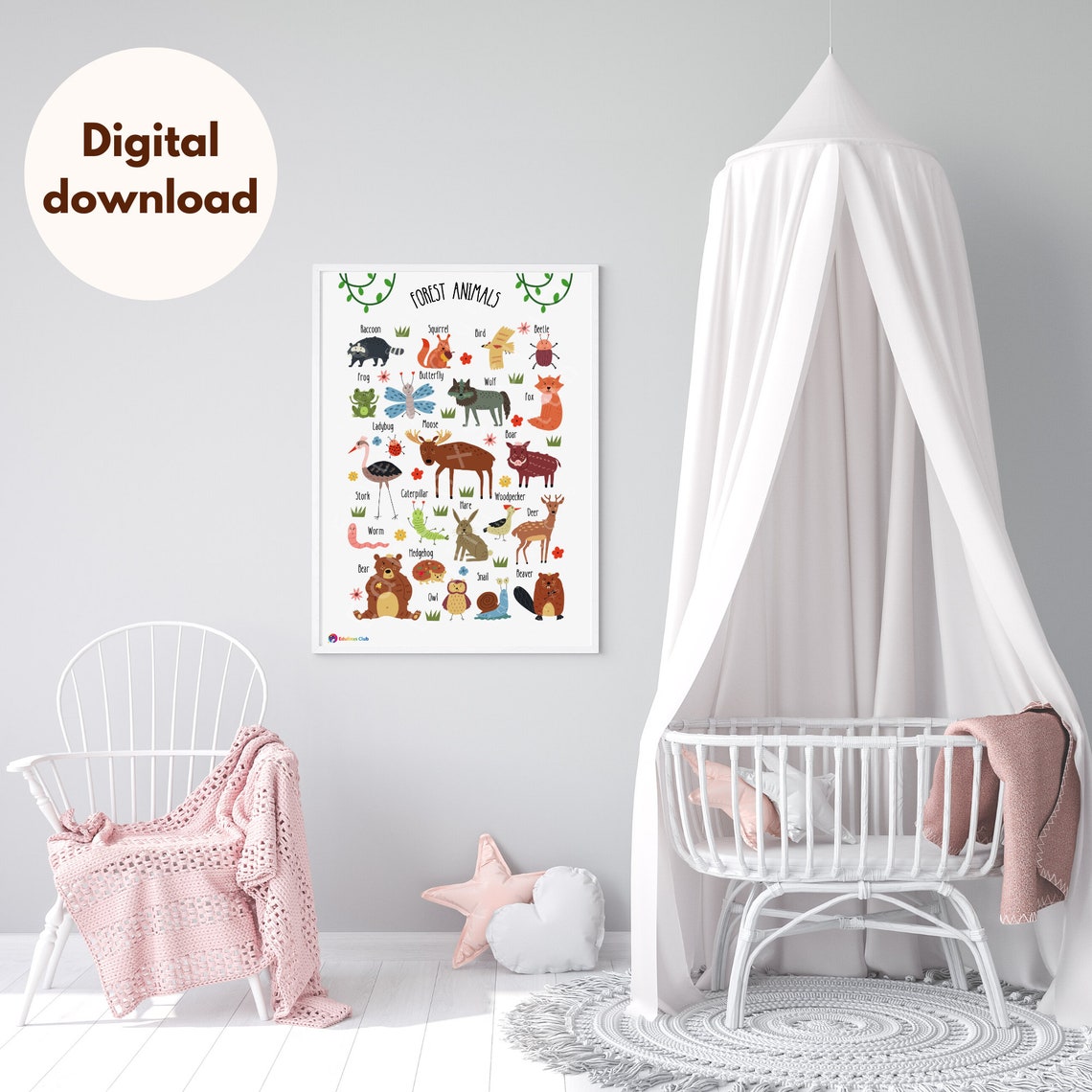 Forest Animal Poster Digital Print Perfect for a Child's Nursery or ...