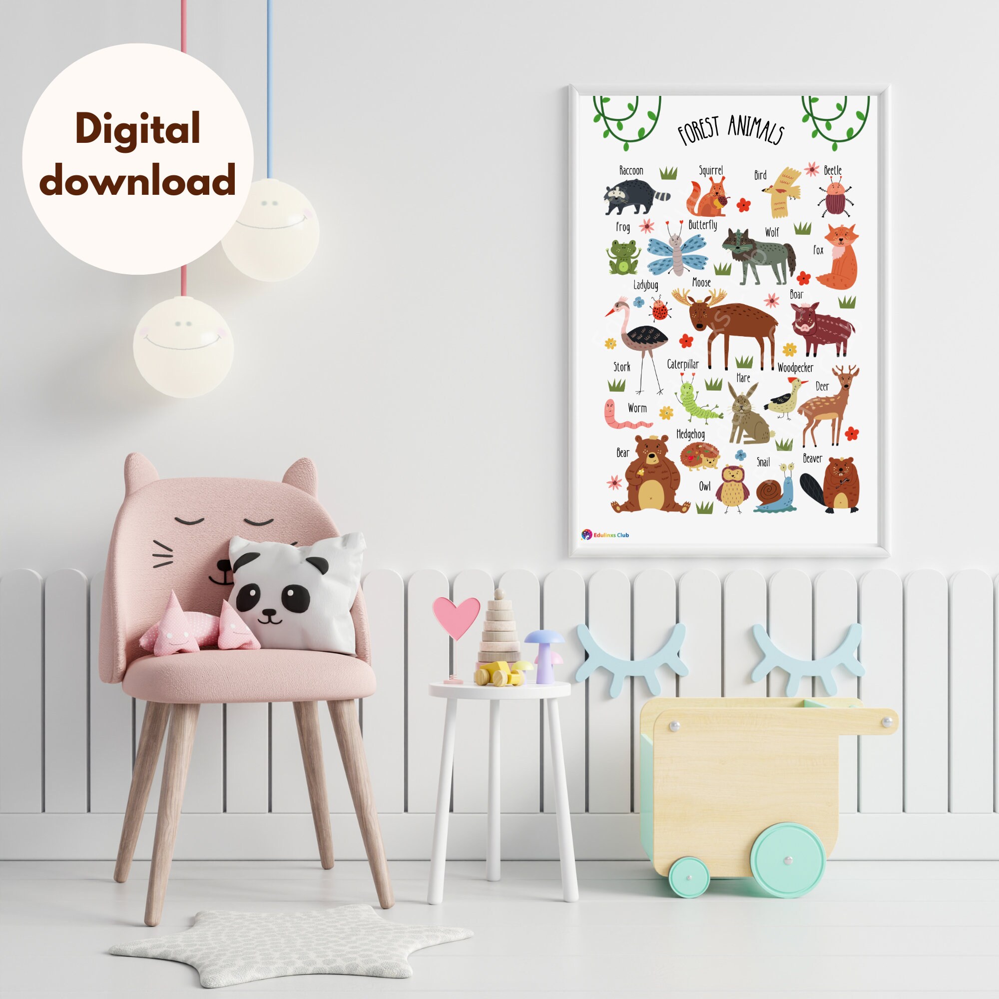 Forest Animal Poster Digital Print Perfect for a Child's Nursery or ...