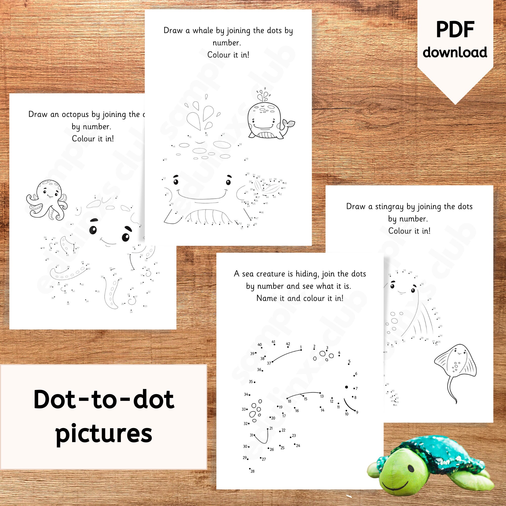 Sea-life Colouring Book for Kids, Dot-to-dot Activities, PDF Digital - Etsy