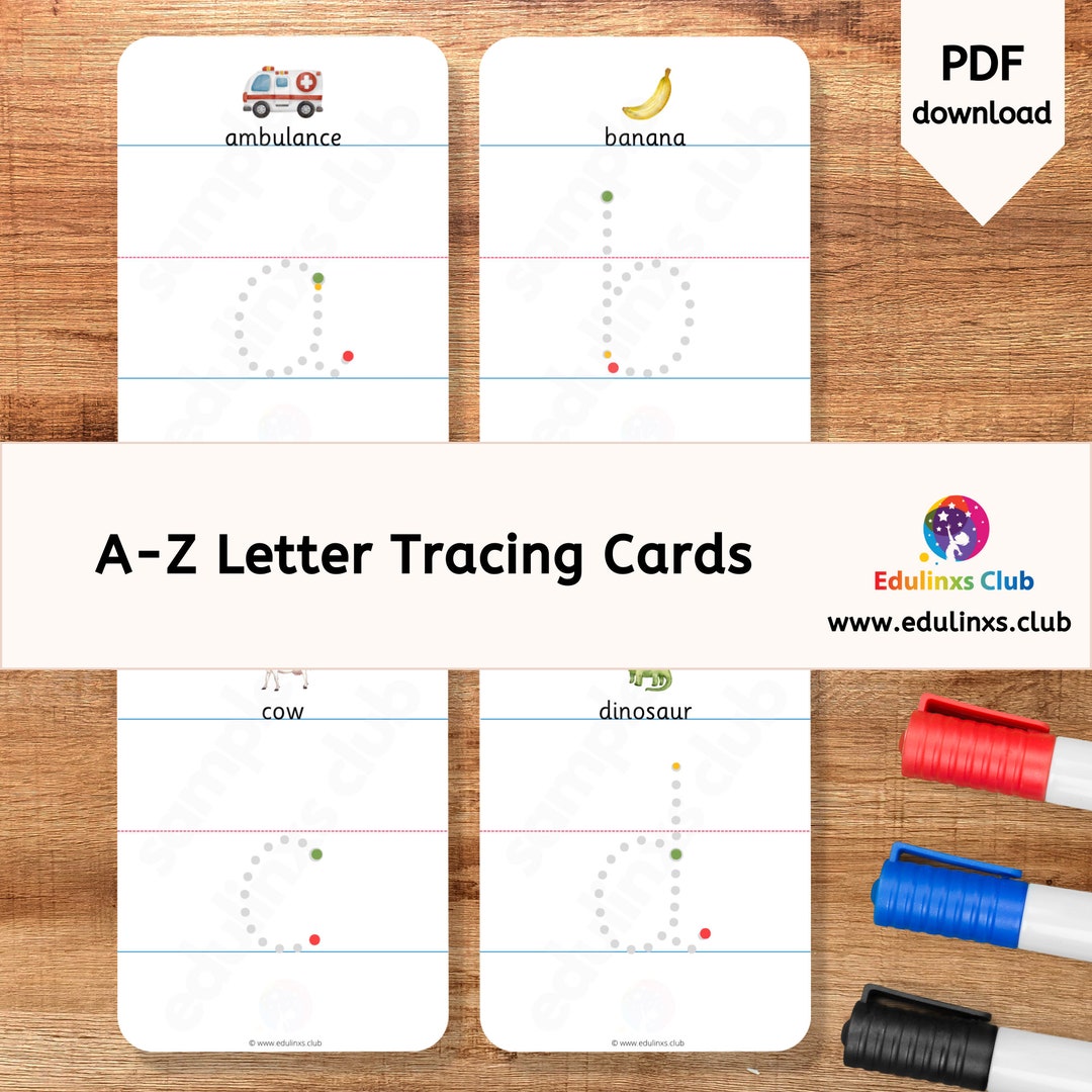 A-Z Letter Tracing Cards, Lowercase Print Form Version, Montessori ...