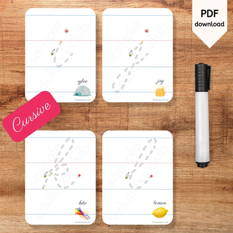 Tarjetas de seguimiento de letras cursivas de la A a la Z, versión en ...