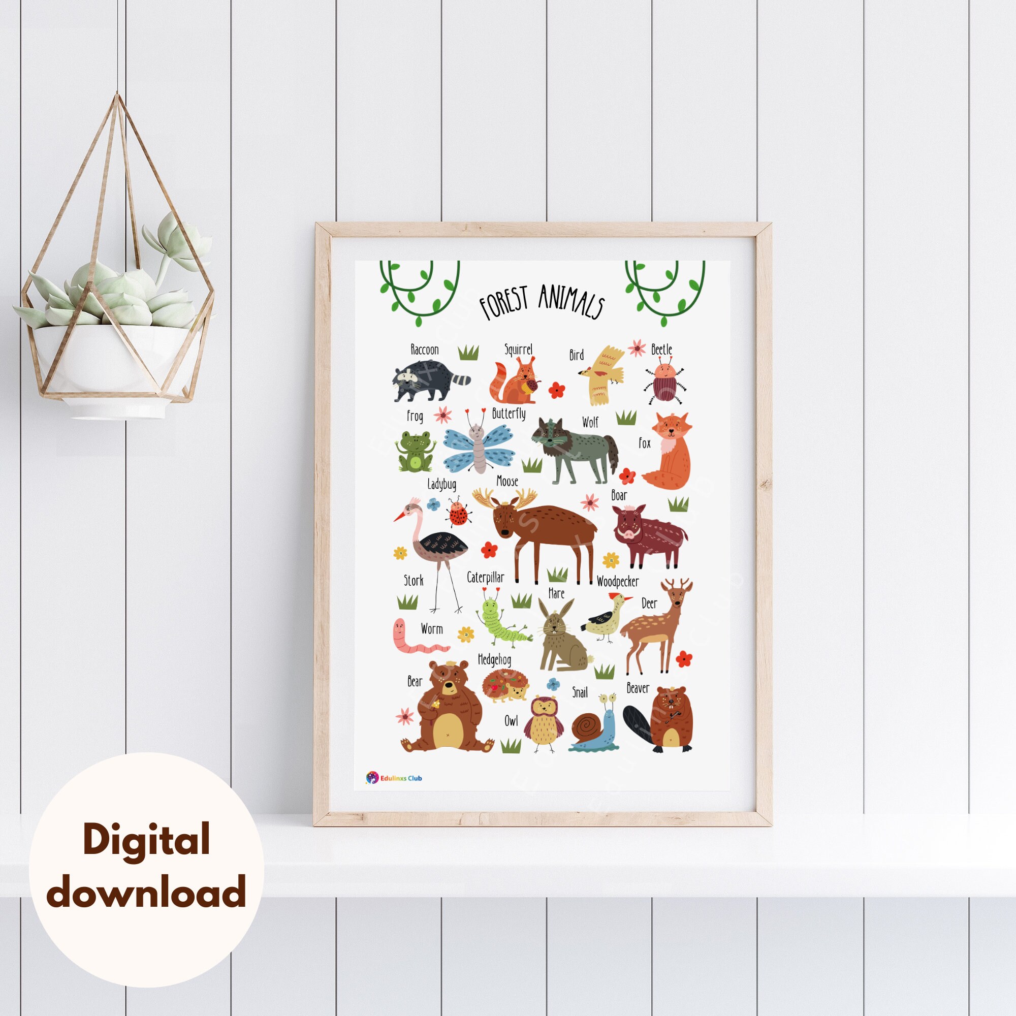 Forest Animal Poster Digital Print Perfect for a Child's Nursery or ...