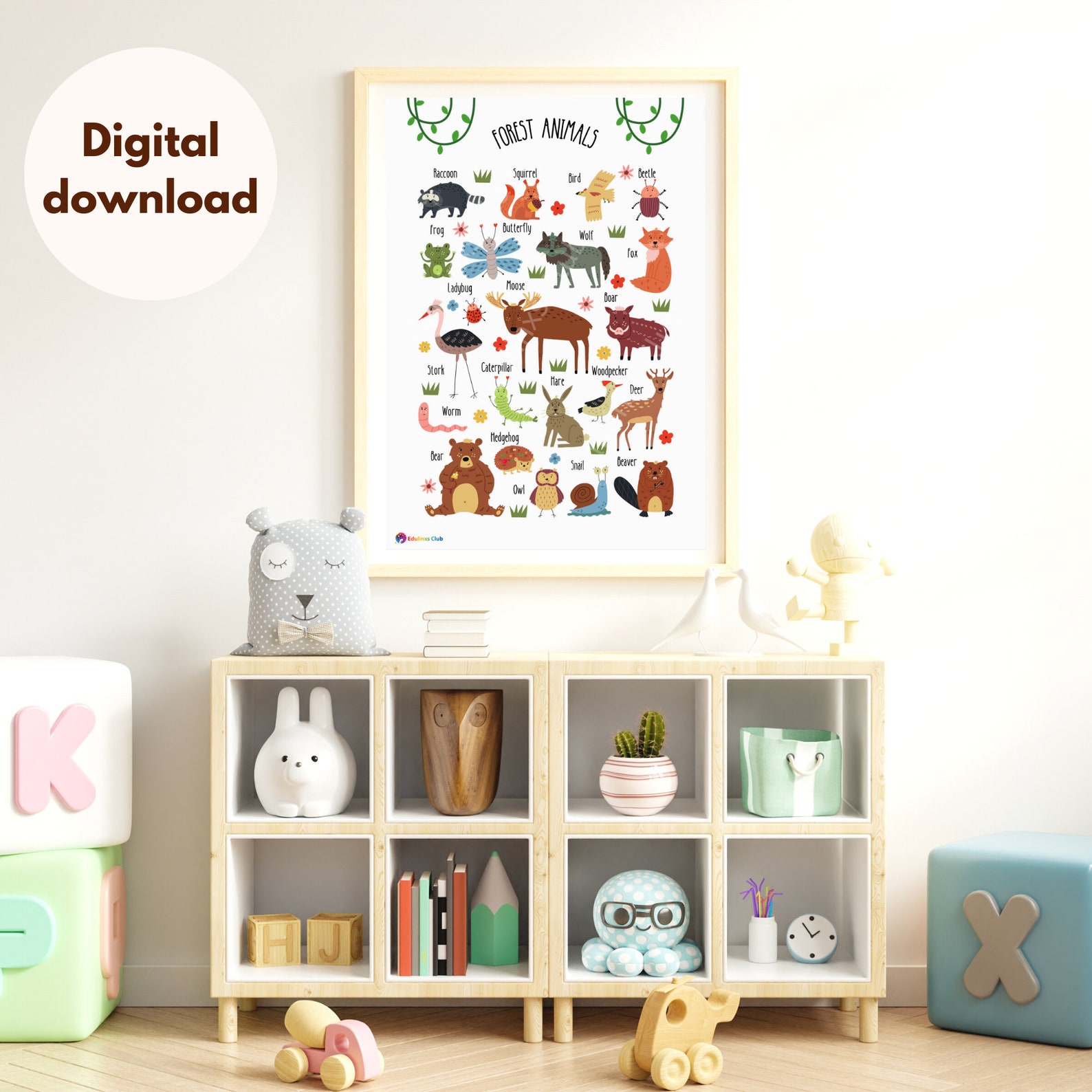 Forest Animal Poster Digital Print Perfect for a Child's Nursery or ...