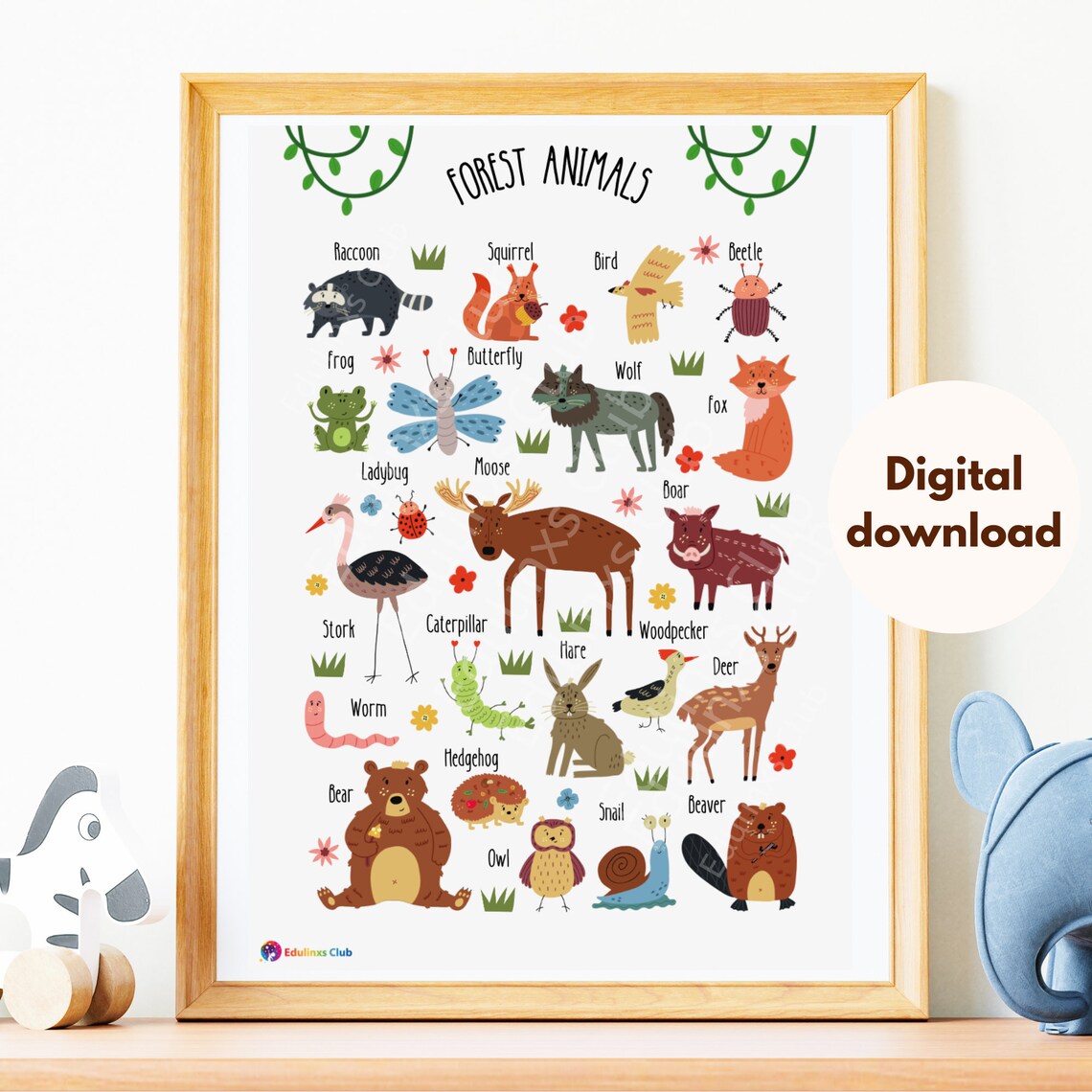 Forest Animal Poster Digital Print Perfect for a Child's Nursery or ...