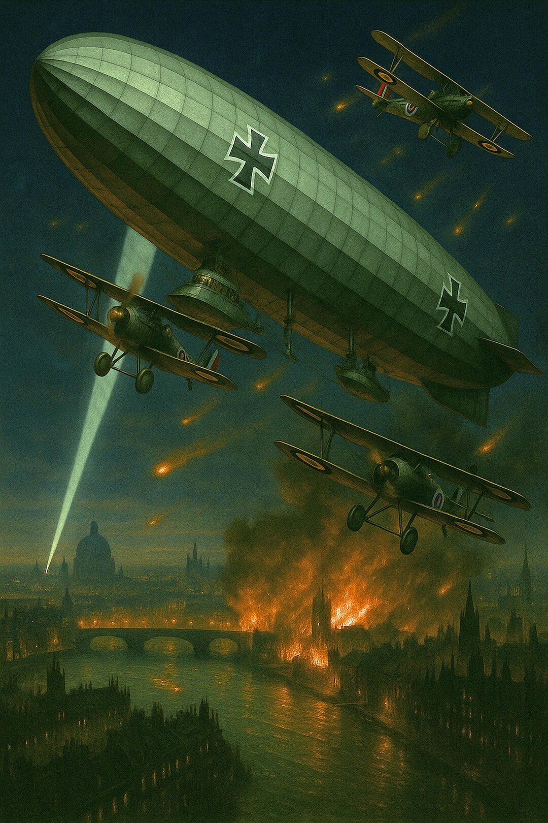 Zeppelin Airship Wall Art – WW1 Battle Over London – Vintage Aviation ...