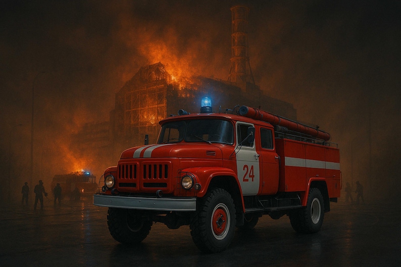Chernobyl Fire Truck – ZIL-130 in Action in Front of Reactor 4 (1986 ...