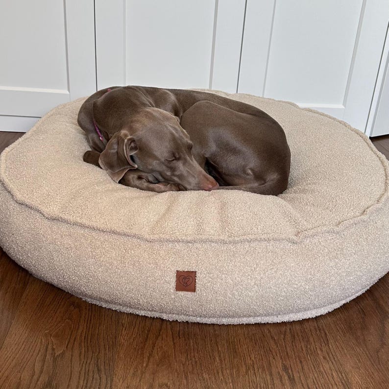 Bouclé Dog Bed Pouffe Pouf, Comfy Bed With Removable Cover - Etsy