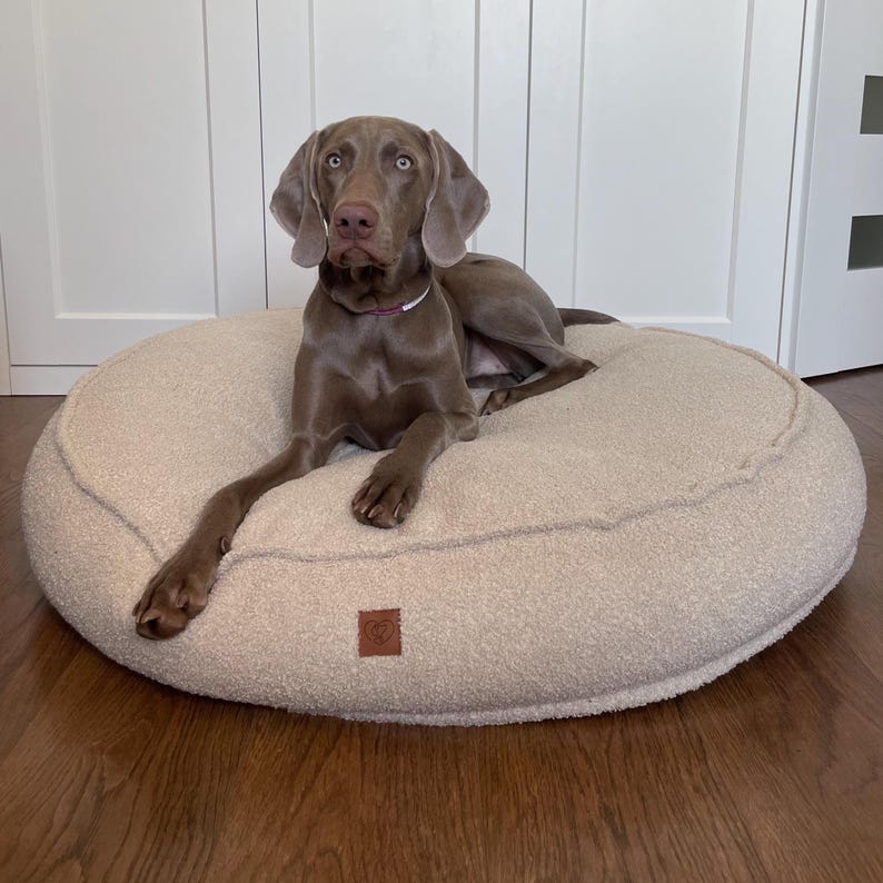 Bouclé Dog Bed Pouffe Pouf, Comfy Bed With Removable Cover - Etsy