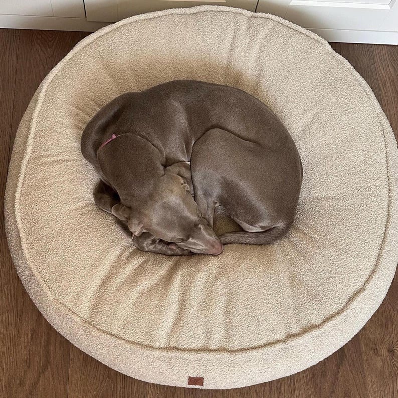 Bouclé Dog Bed Pouffe Pouf, Comfy Bed With Removable Cover - Etsy