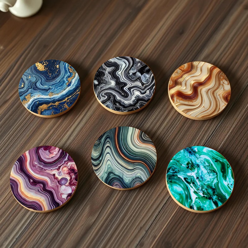 Marbled Leather Coasters - Etsy