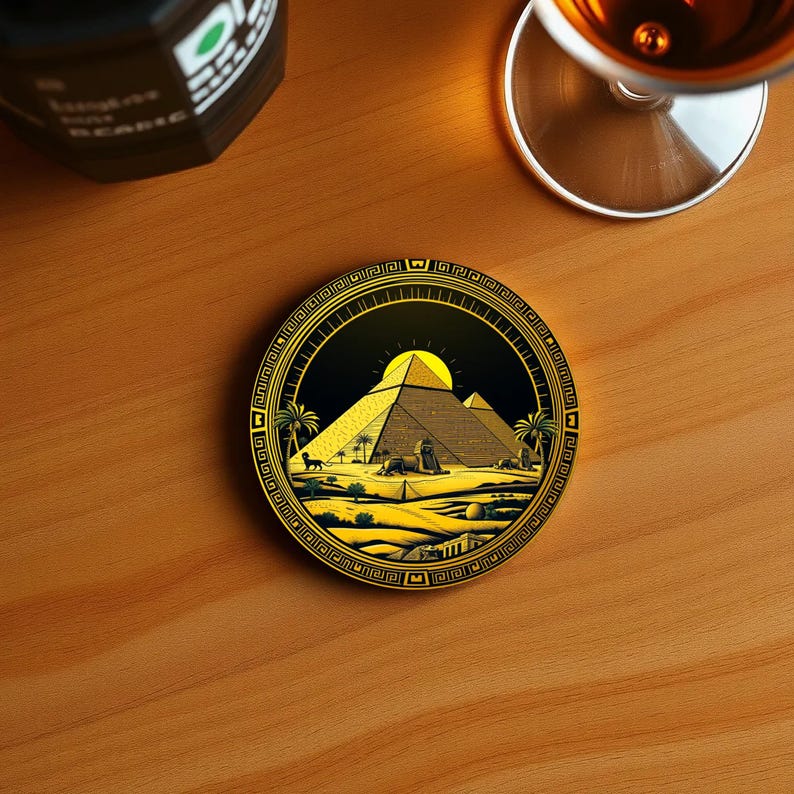 Egyptian Coasters Set – Tutankhamun, Pyramids, Eye of Horus, and Sphinx ...