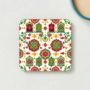 Pakistani-inspired Coasters Set – Vibrant Truck Art & Mughal Patterns ...