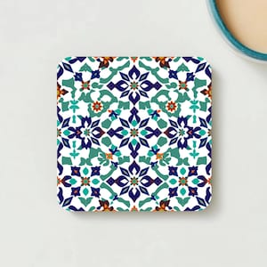 Moroccan Tile Coasters Set – Colorful Moorish-style Drink Coasters With ...