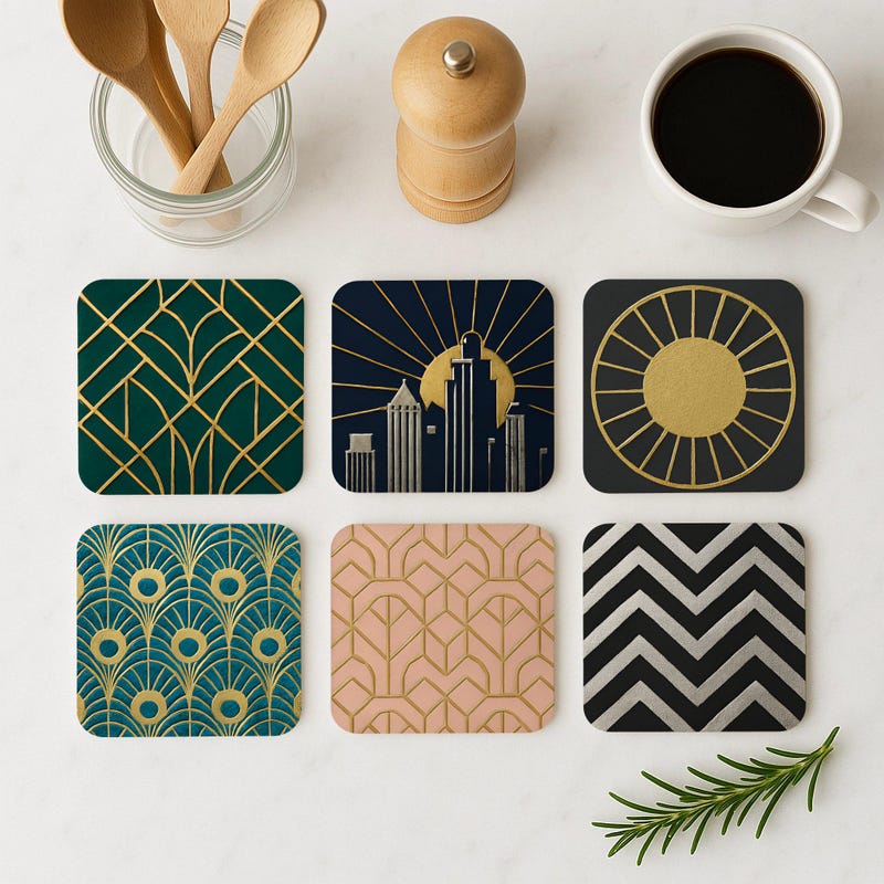 Art Deco Coasters - Etsy