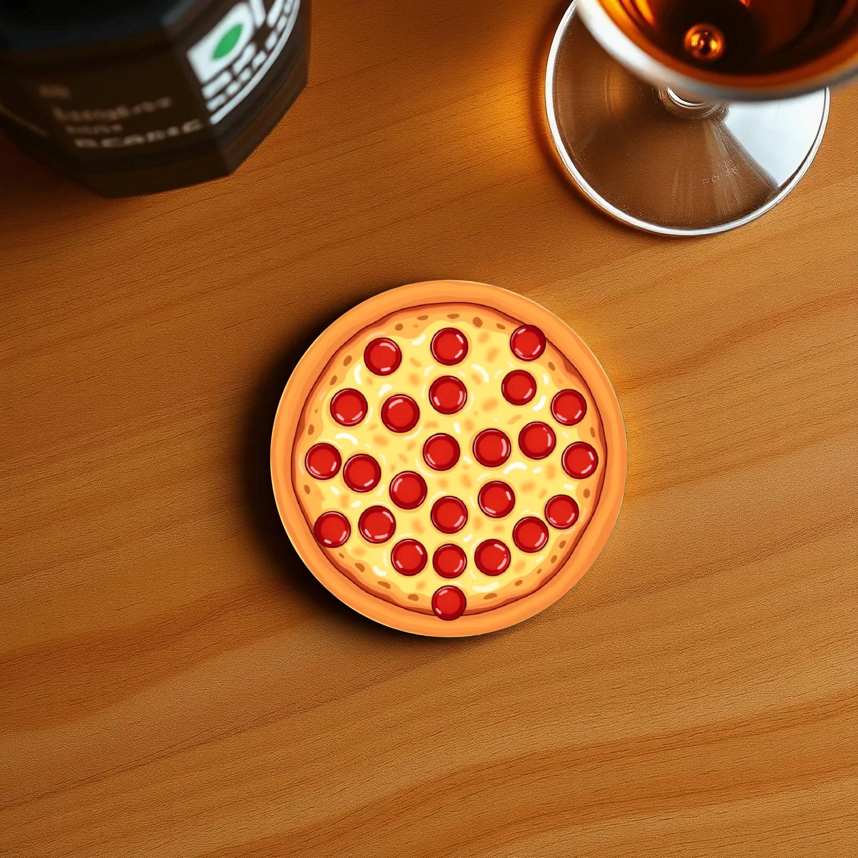 Pizza Coasters Set – Italian-inspired Pizza Drink Coasters With Cork ...