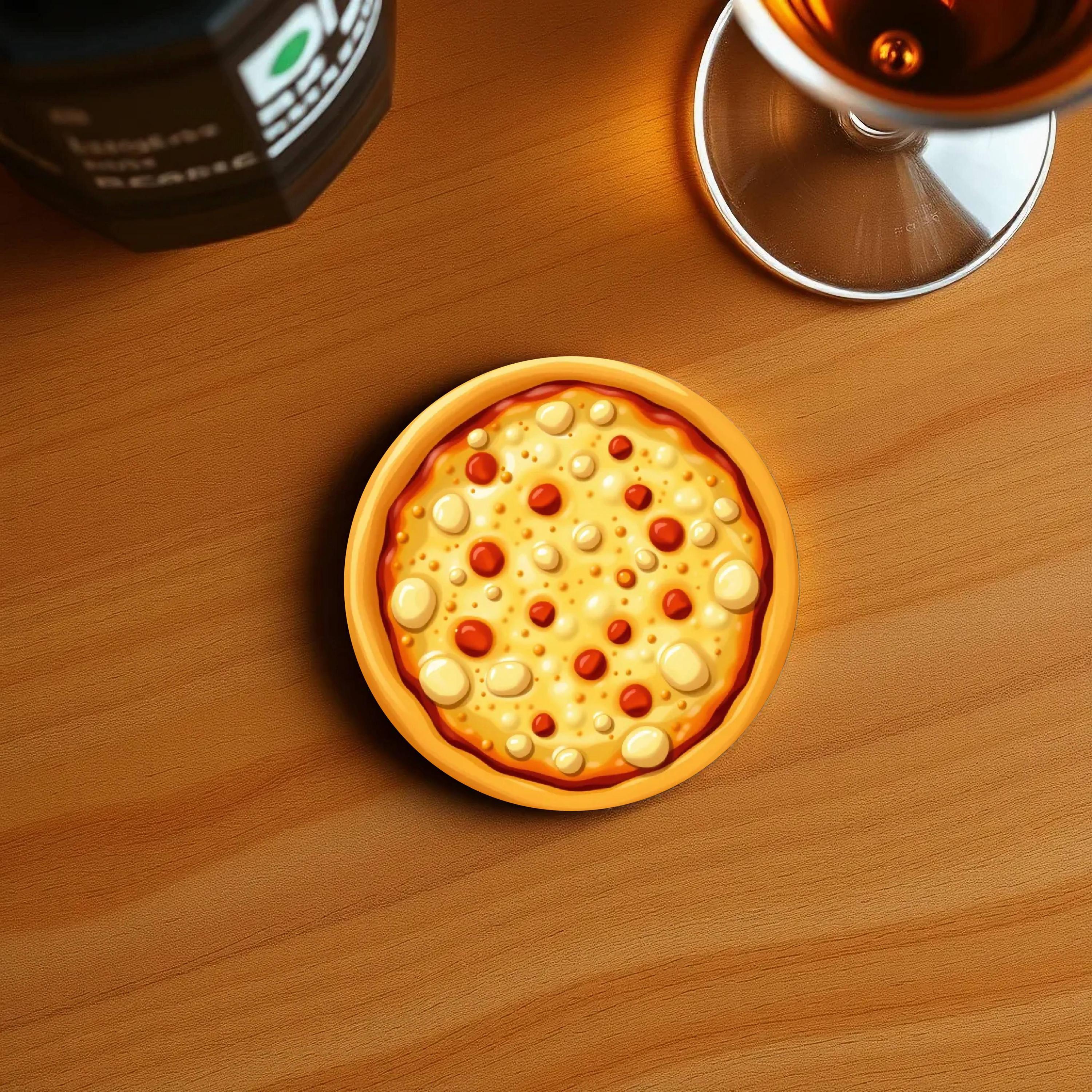 Pizza Coasters Set – Italian-inspired Pizza Drink Coasters With Cork ...