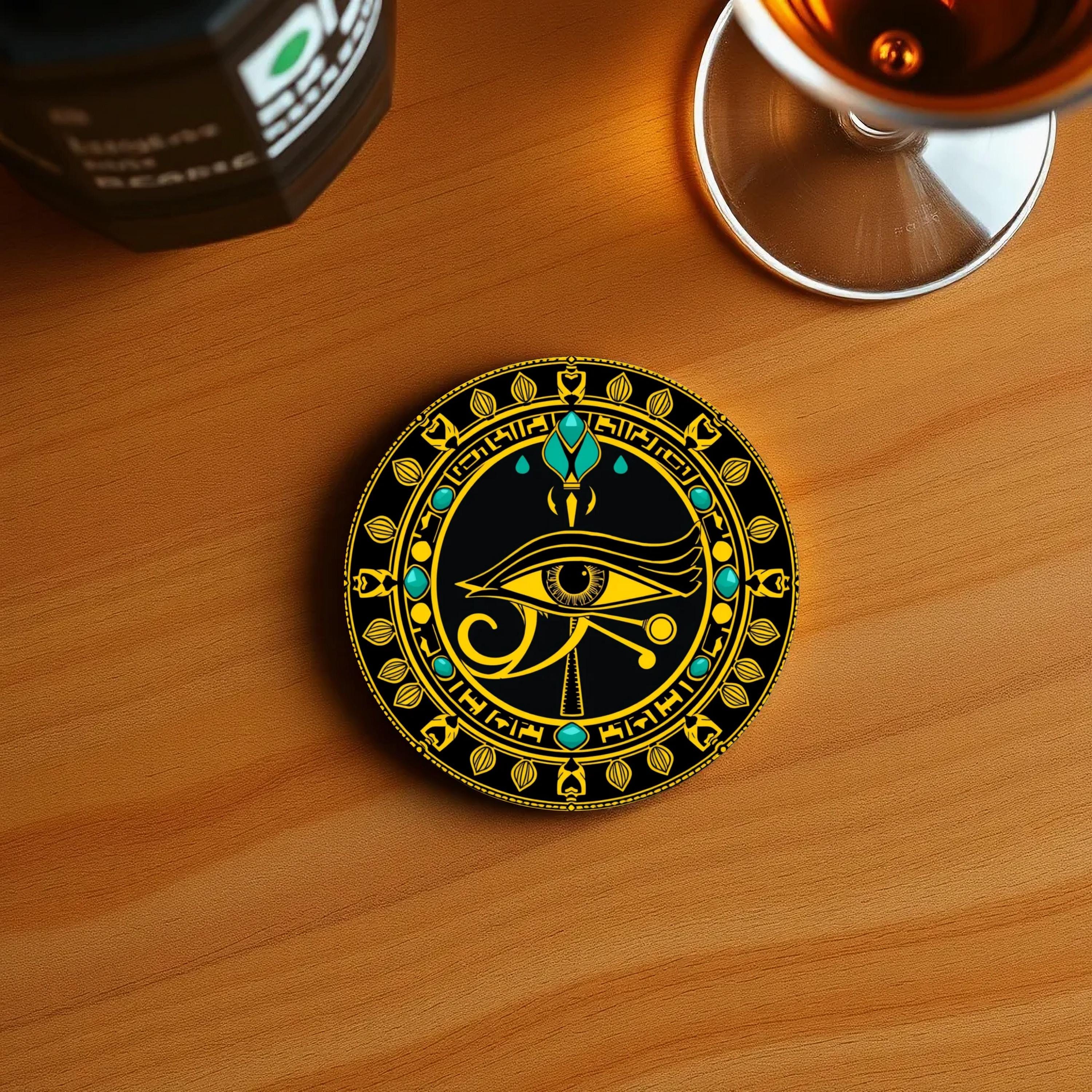 Egyptian Coasters Set – Tutankhamun, Pyramids, Eye of Horus, and Sphinx ...