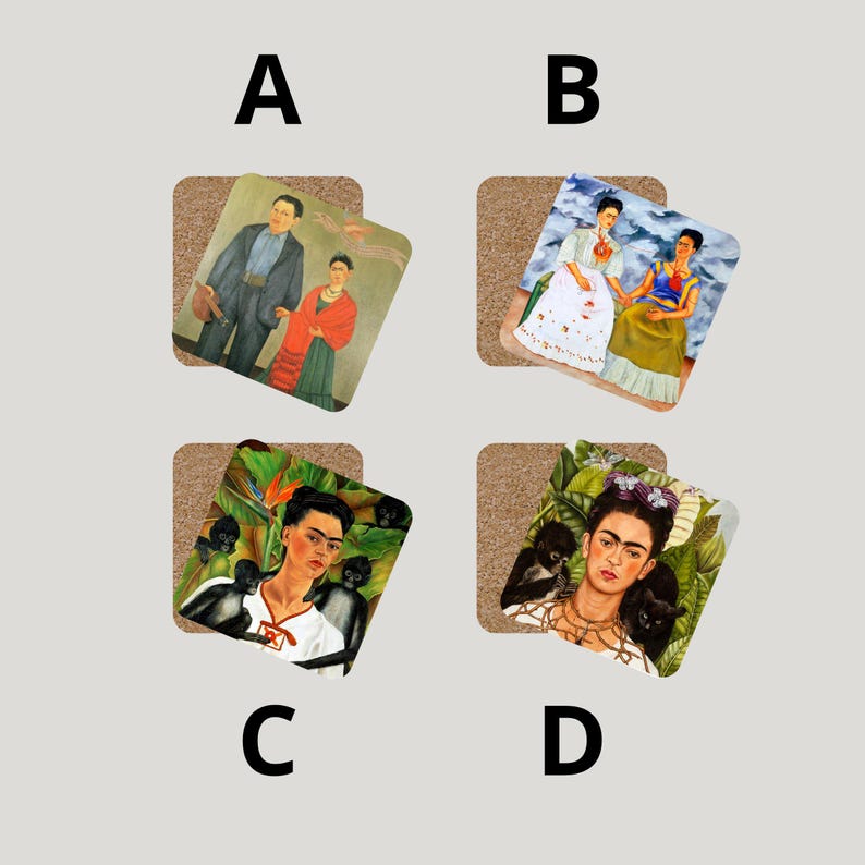Frida Kahlo Coaster Set – Iconic Mexican Art Drink Coasters - Etsy