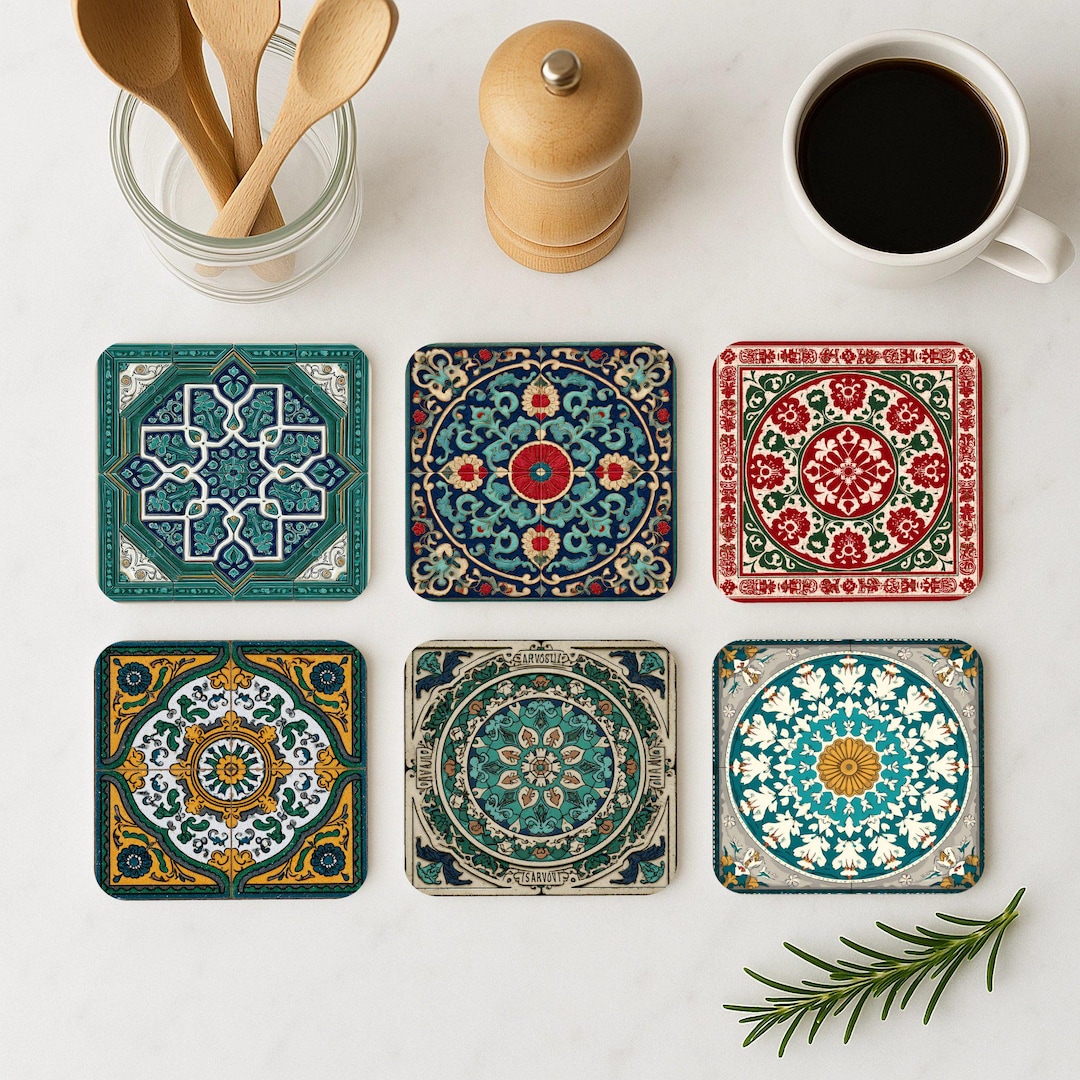 Sarajevo Coaster Set • Bosnian Islamic Art Inspired Drink Coasters ...