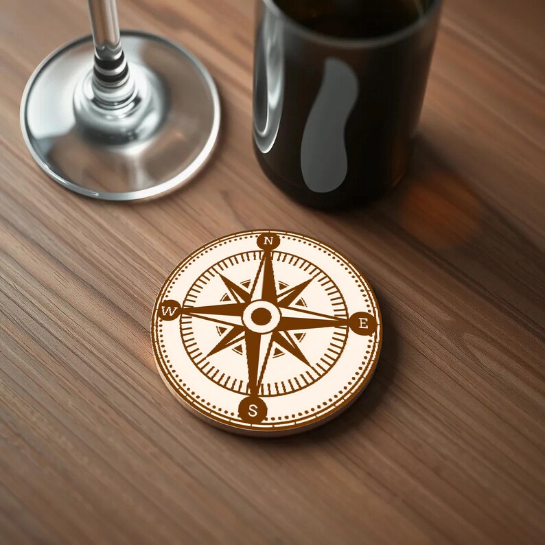 Compass Rose (rosa De Los Vientos) Round Coasters | Nautical Cork Decor ...
