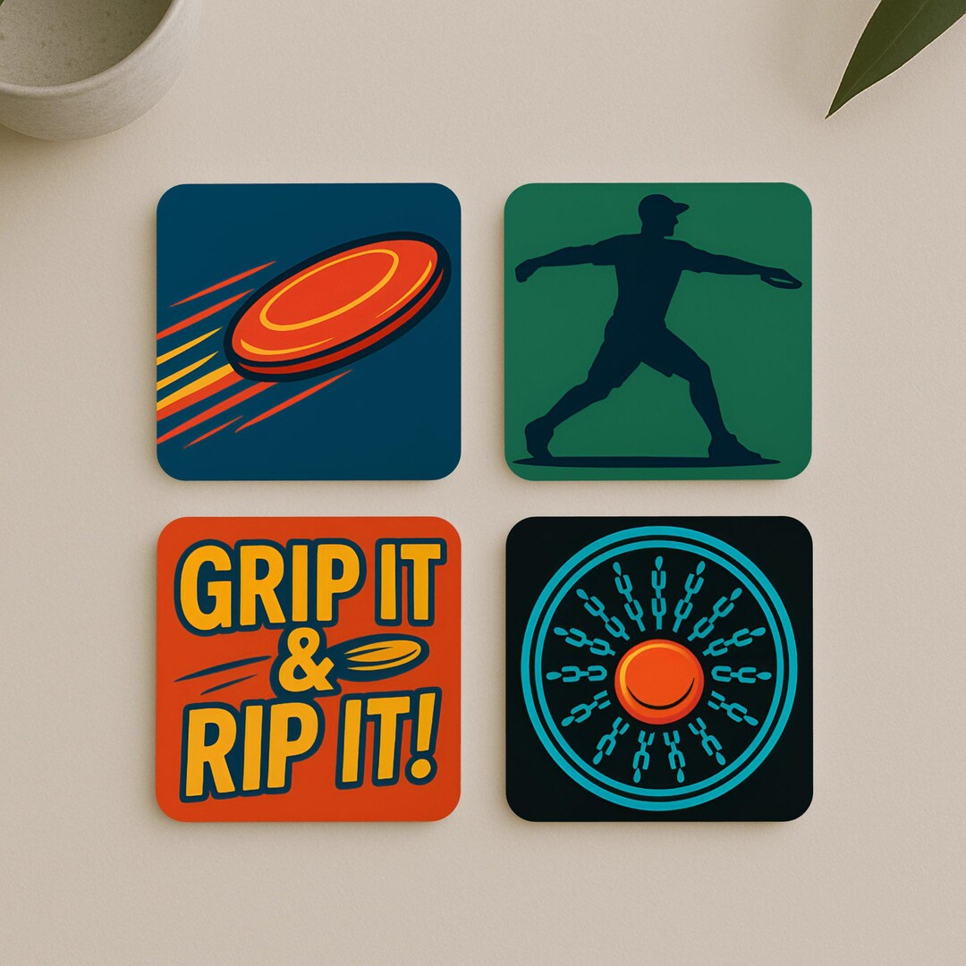Disc Golf Coasters – Cork Drink Coasters Set, Grip It and Rip It Humor ...