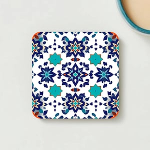 Moroccan Tile Coasters Set – Colorful Moorish-style Drink Coasters With ...