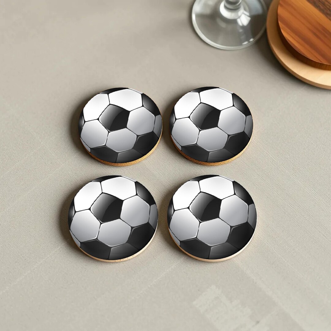 Soccer Ball Round Coasters | Cork Sports Decor & Table Protection ...