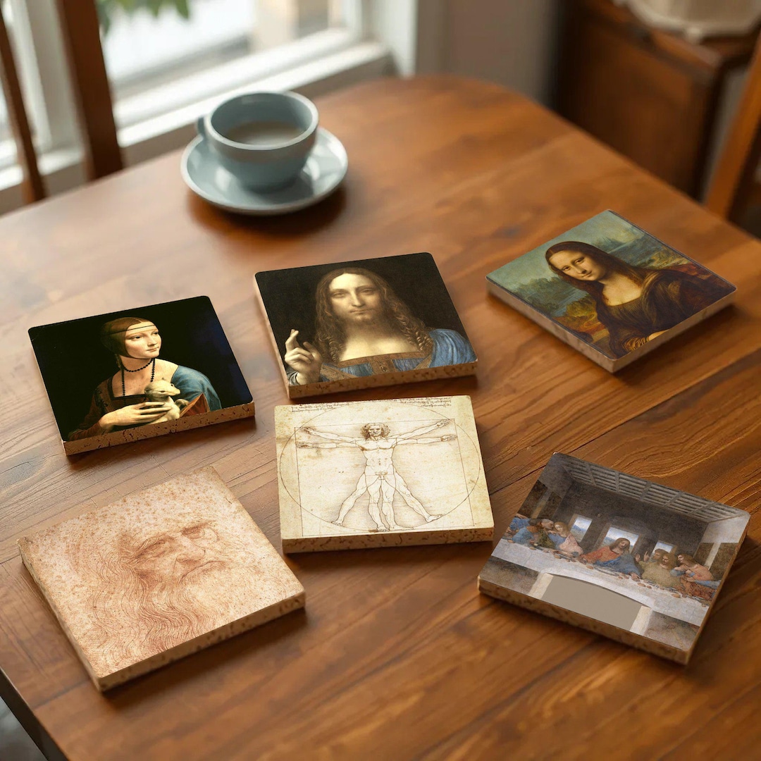 Leonardo Da Vinci Coaster Set – Mona Lisa, the Last Supper, Salvator ...