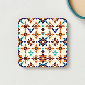 Moroccan Tile Coasters Set – Colorful Moorish-style Drink Coasters With ...