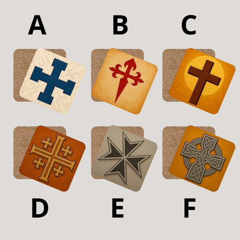 Historic Crosses Coaster Set – Medieval Christian Symbol Cork Mats ...