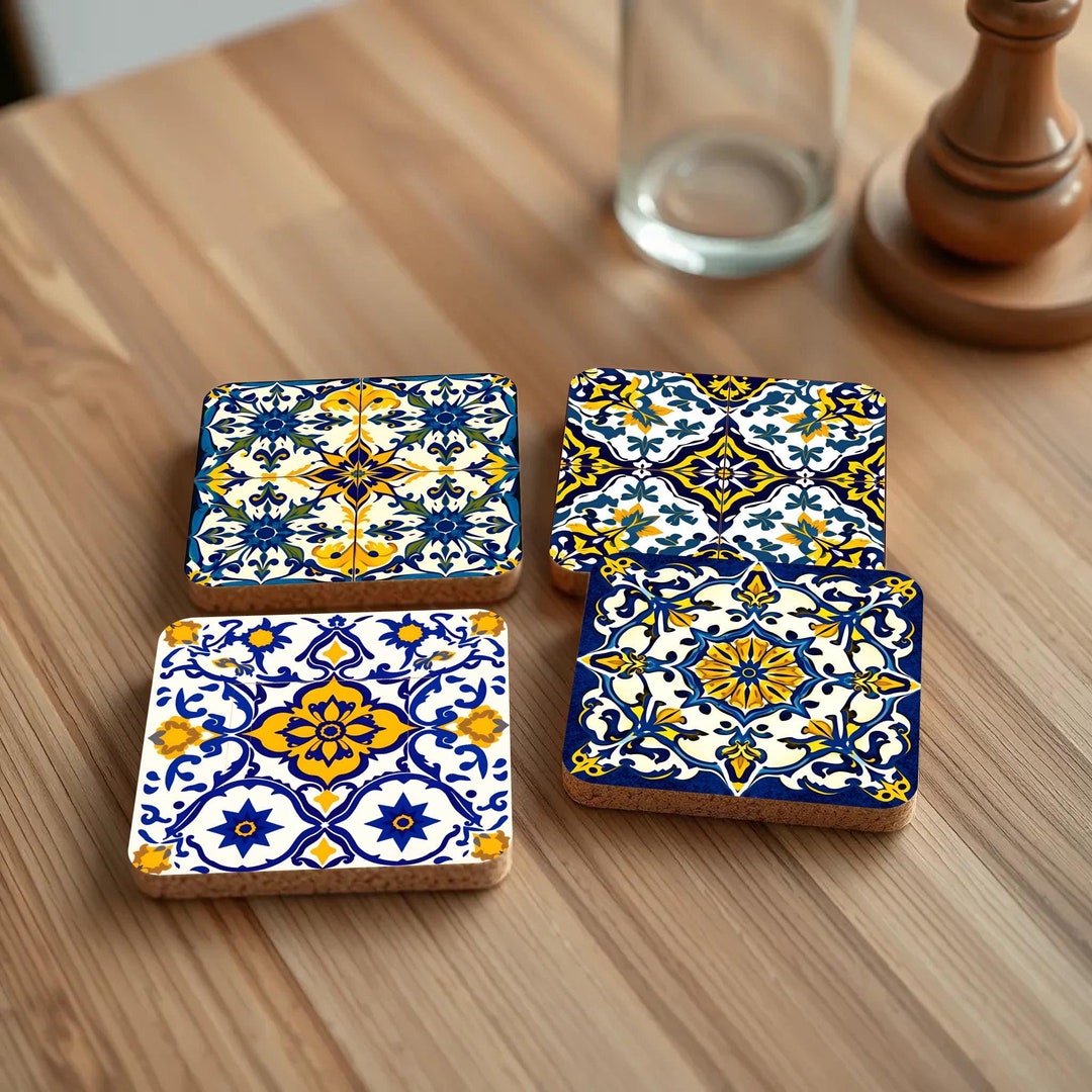 Mediterranean Tile Coasters - European Drink Coasters With Spanish ...