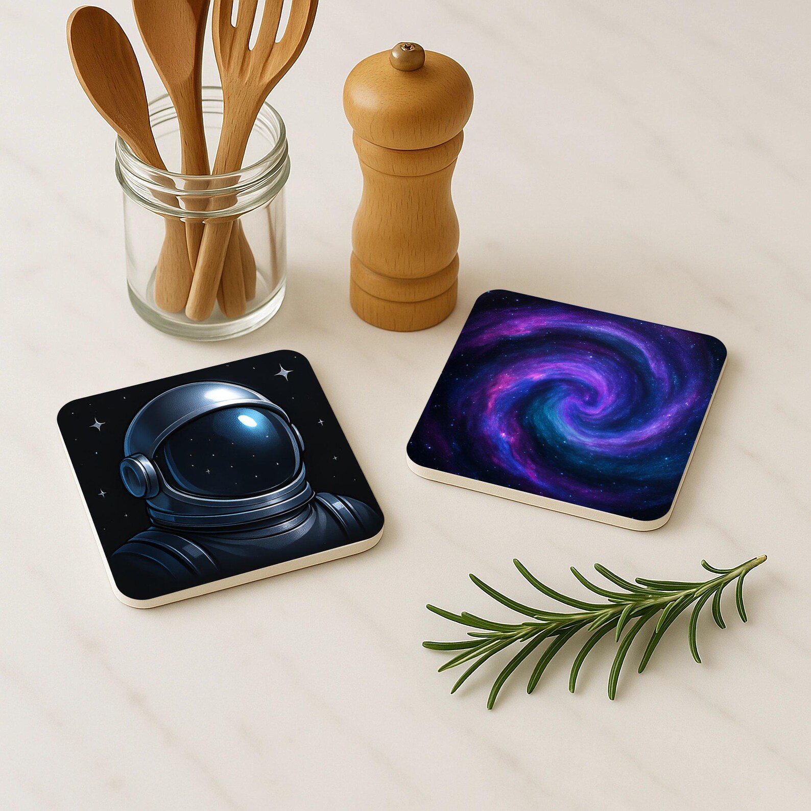 Space & Tech Cork Coaster Set – Rocket Astronaut Circuit Planet Decor ...