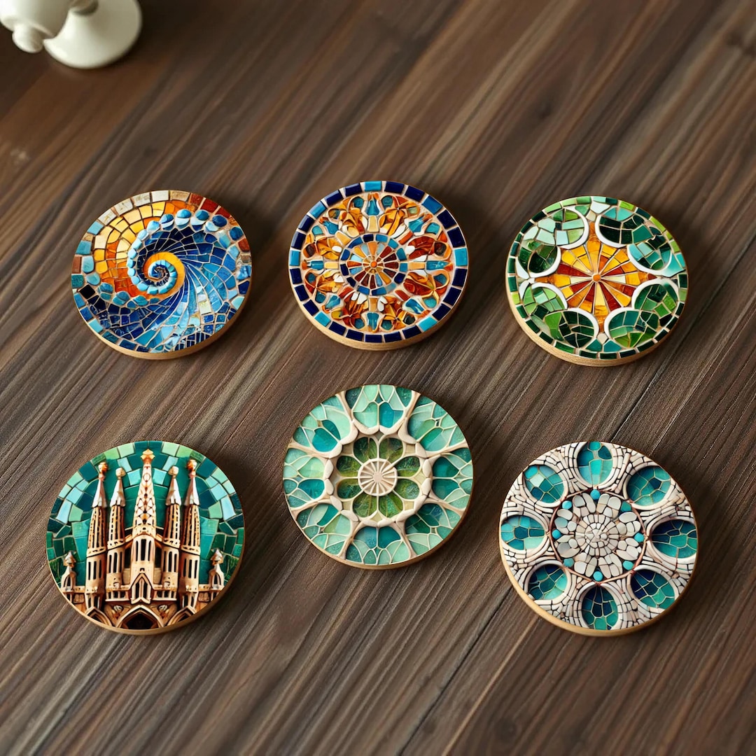 Barcelona Mosaic Coasters - Gaudí Inspired Modernist Trencadís Drink ...