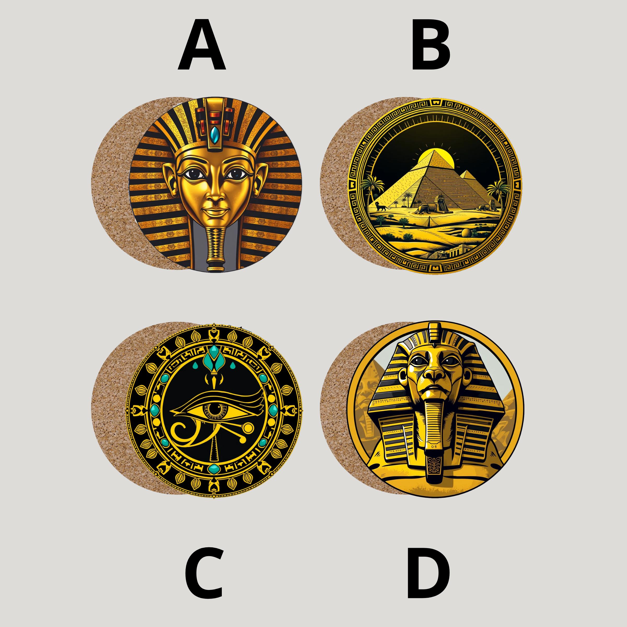 Egyptian Coasters Set – Tutankhamun, Pyramids, Eye of Horus, and Sphinx ...