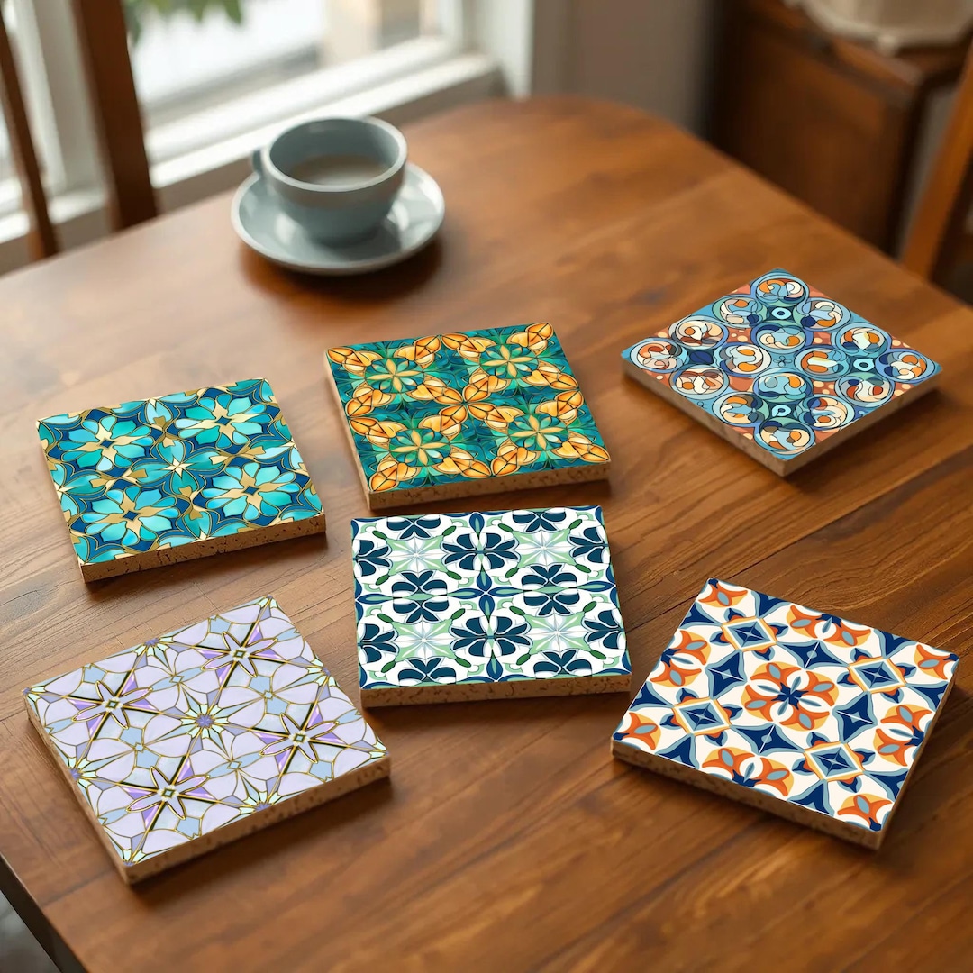 Gaudi Coasters Cork Back - 6 Designs Tablemat Art Coasters New Home ...