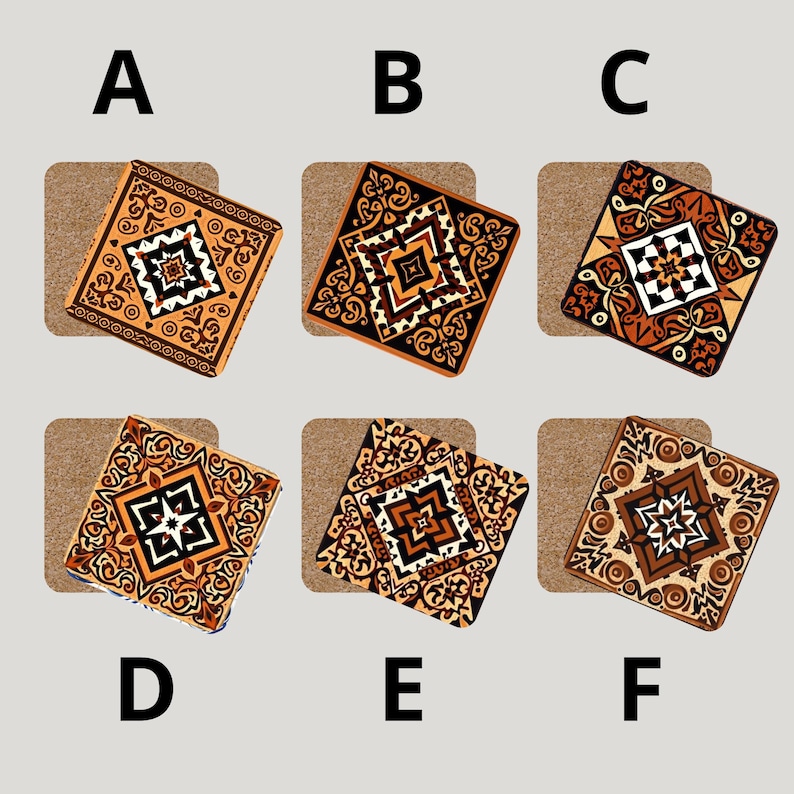 Tribal African Coasters - Set of 6 Unique Ethnic Patterns for Table ...