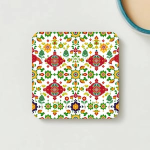 Pakistani-inspired Coasters Set – Vibrant Truck Art & Mughal Patterns ...