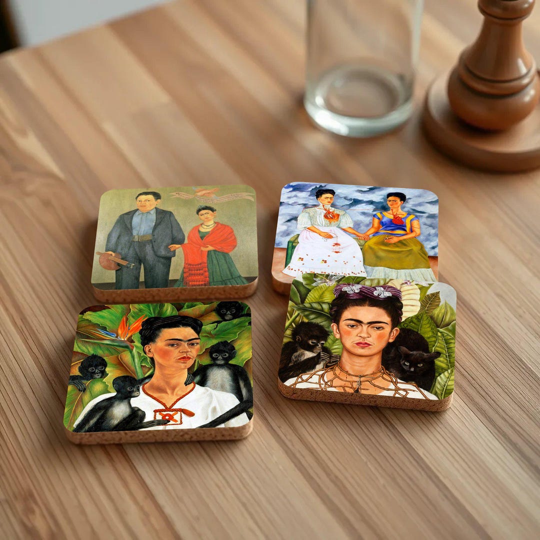 Frida Kahlo Coaster Set – Iconic Mexican Art Drink Coasters - Etsy