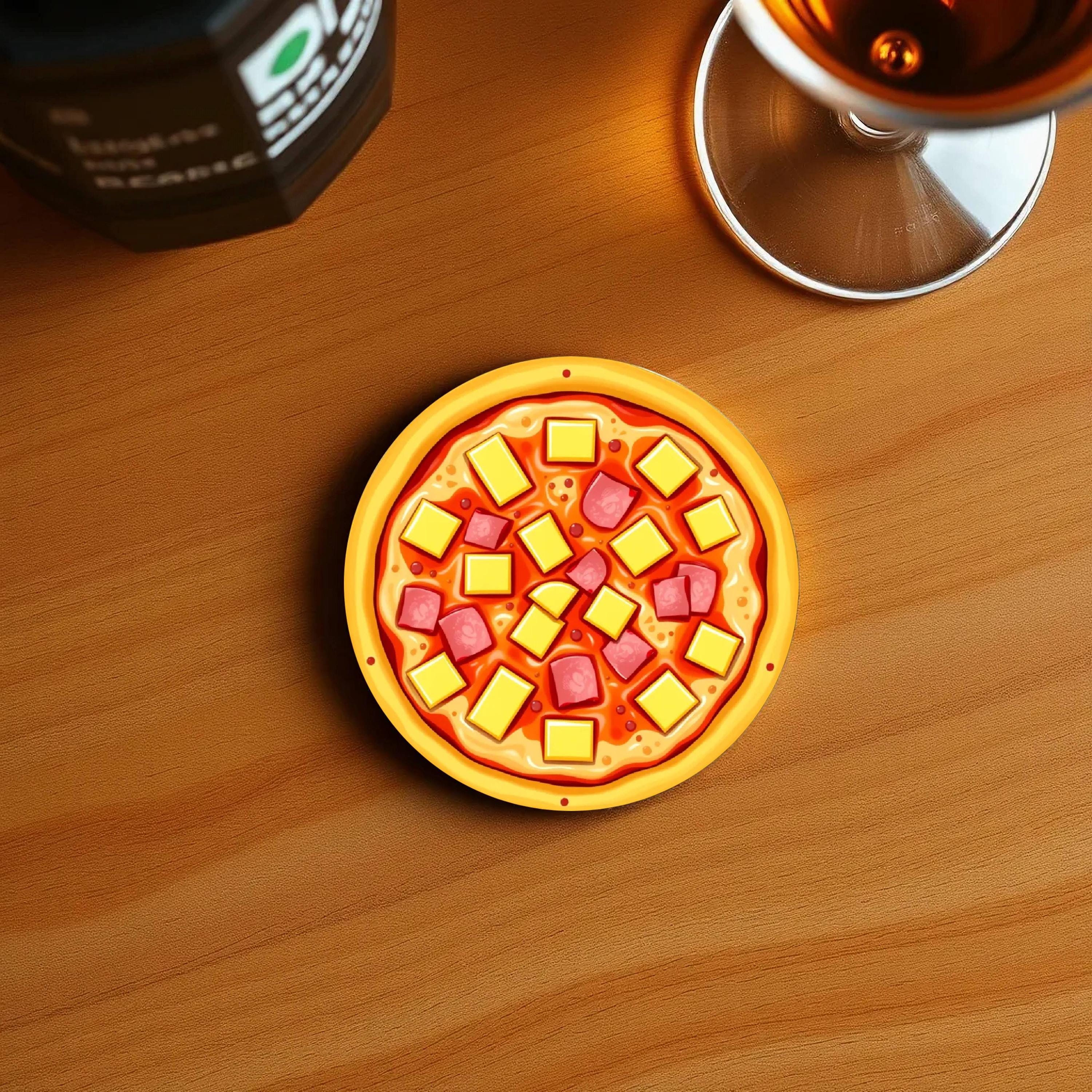Pizza Coasters Set – Italian-inspired Pizza Drink Coasters With Cork ...