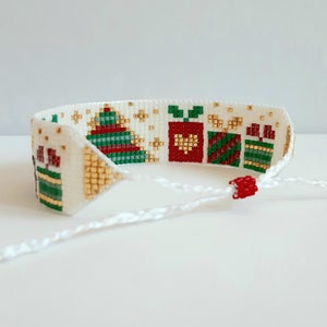 Christmas Loom Bracelet Pattern, Bead Loom Pattern, Miyuki Delica ...