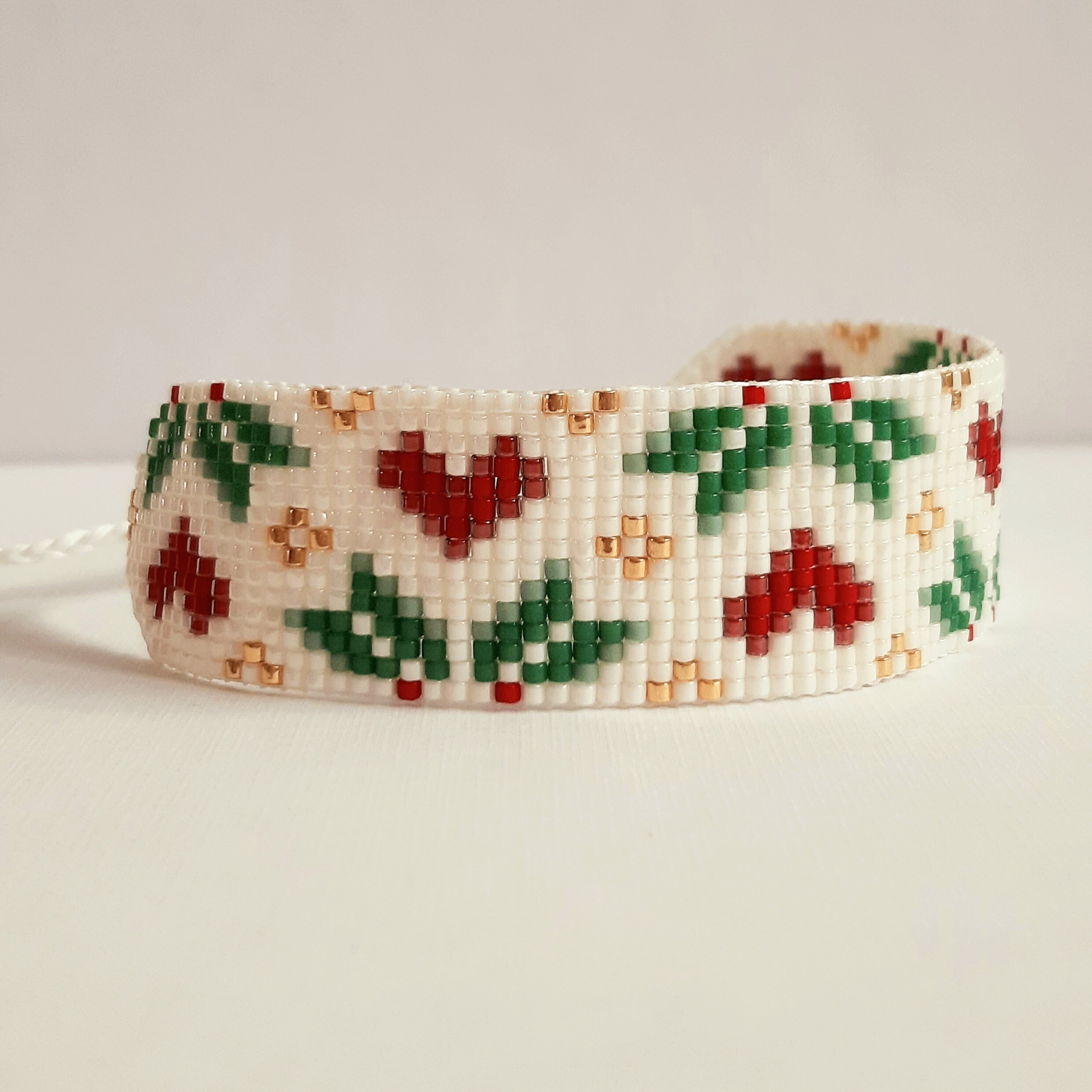 Christmas Loom Bracelet Pattern, Bead Loom Pattern, Miyuki Delica ...