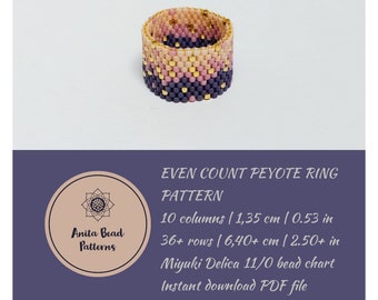 Green Shadows Peyote Ring Pattern, Even Count Peyote Pattern, Miyuki ...