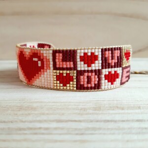 Love Loom Bracelet Pattern, Hearts Bead Loom Pattern, Miyuki Delica ...