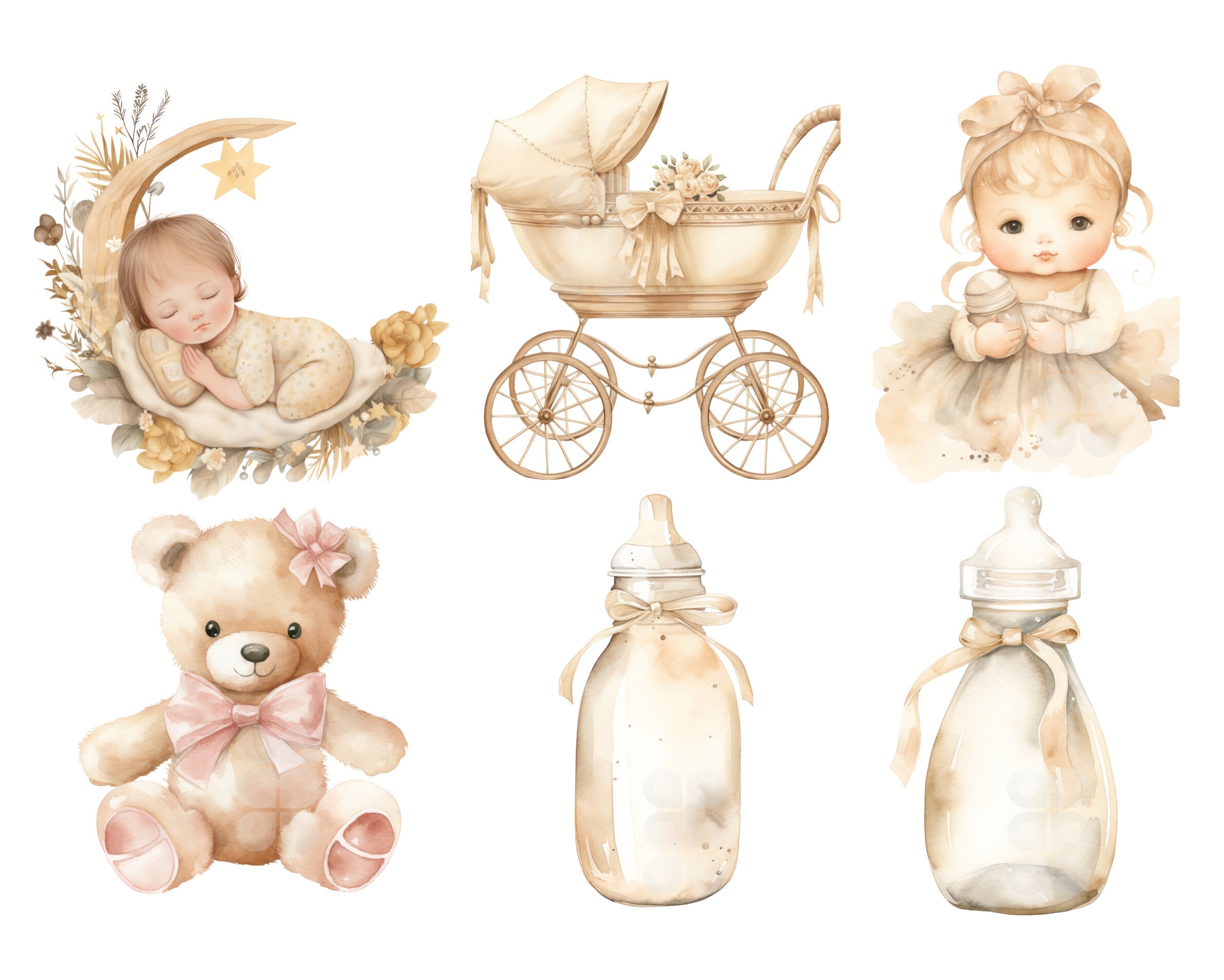 Boho Baby Shower Watercolor Clipart Pack Baby Girl Clipart - Etsy Australia