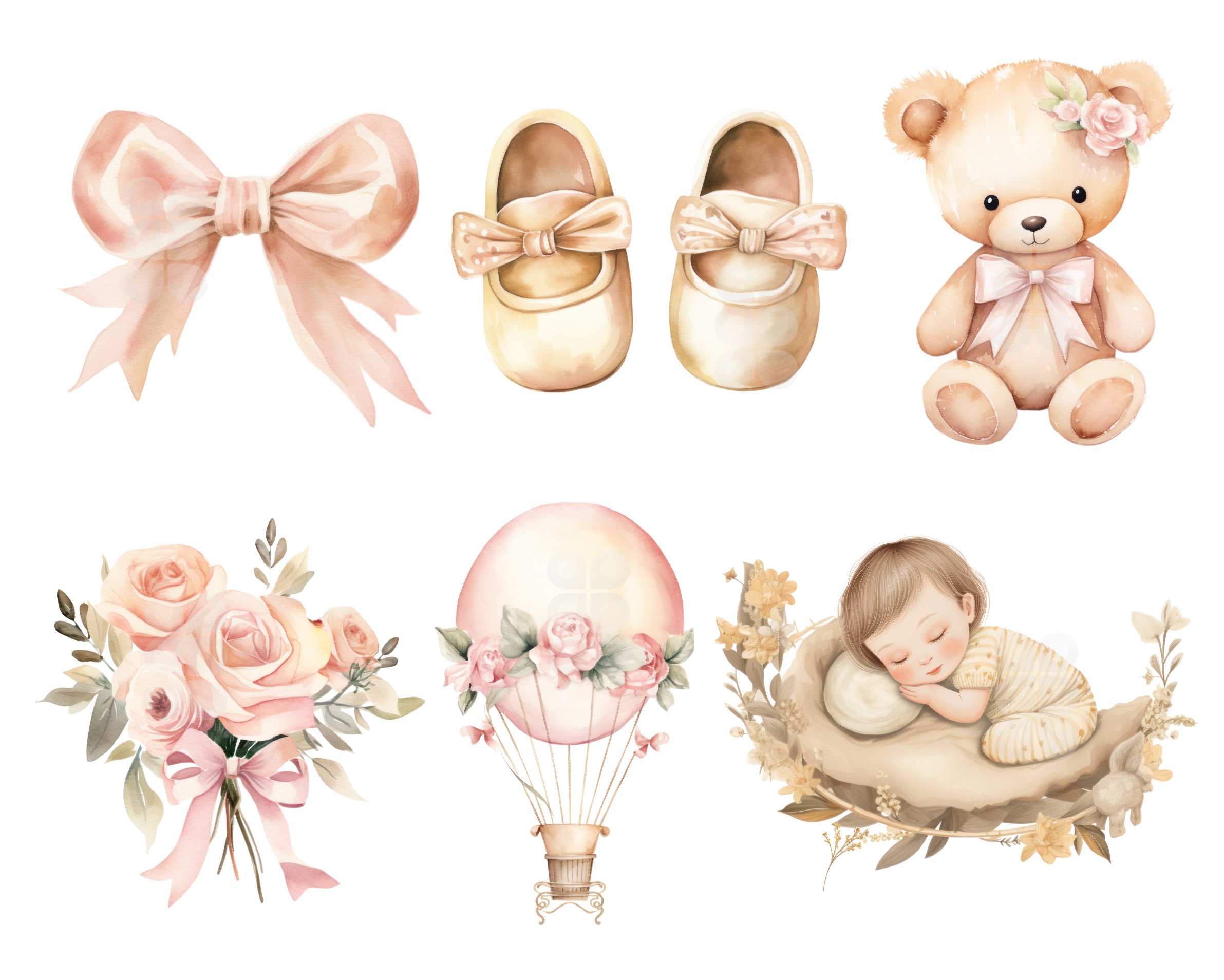 Boho Baby Shower Watercolor Clipart Pack Baby Girl Clipart - Etsy Australia